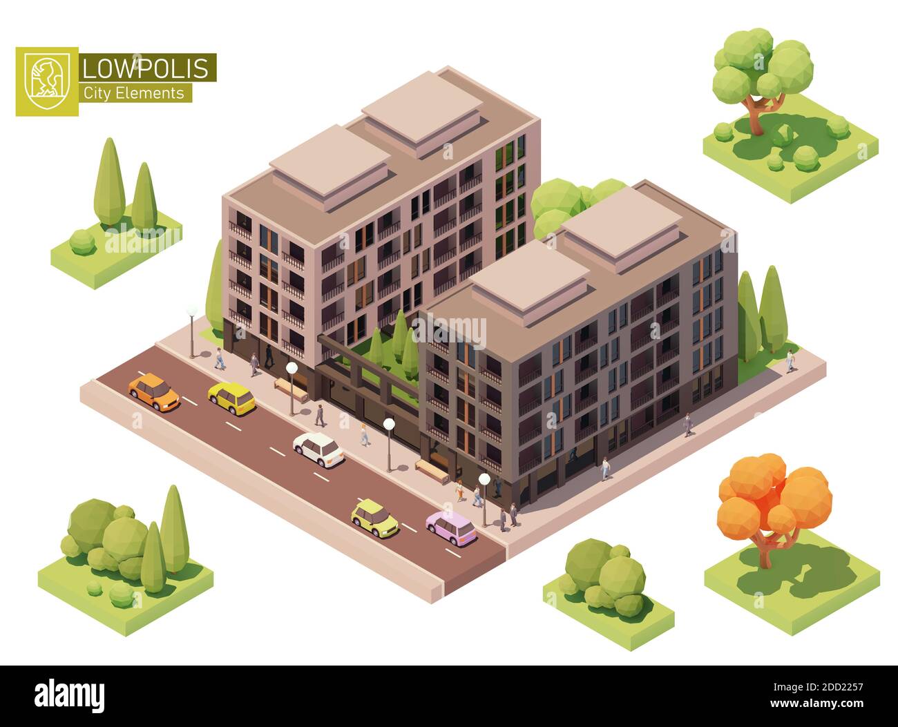 Vector isometric buildings and street elements Stock Vector Image & Art ...