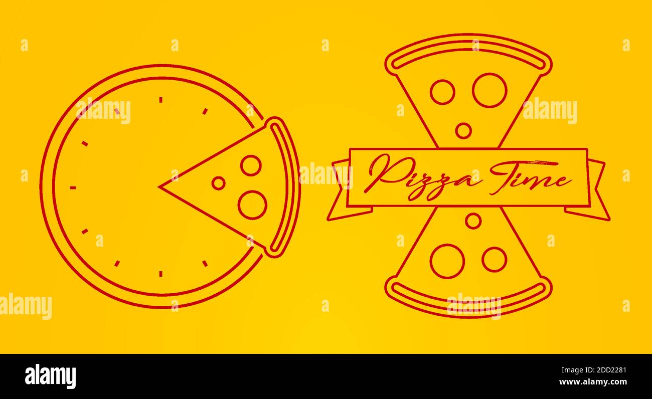Pizza time 2 emblem concept. Flat style vector illustration Stock ...