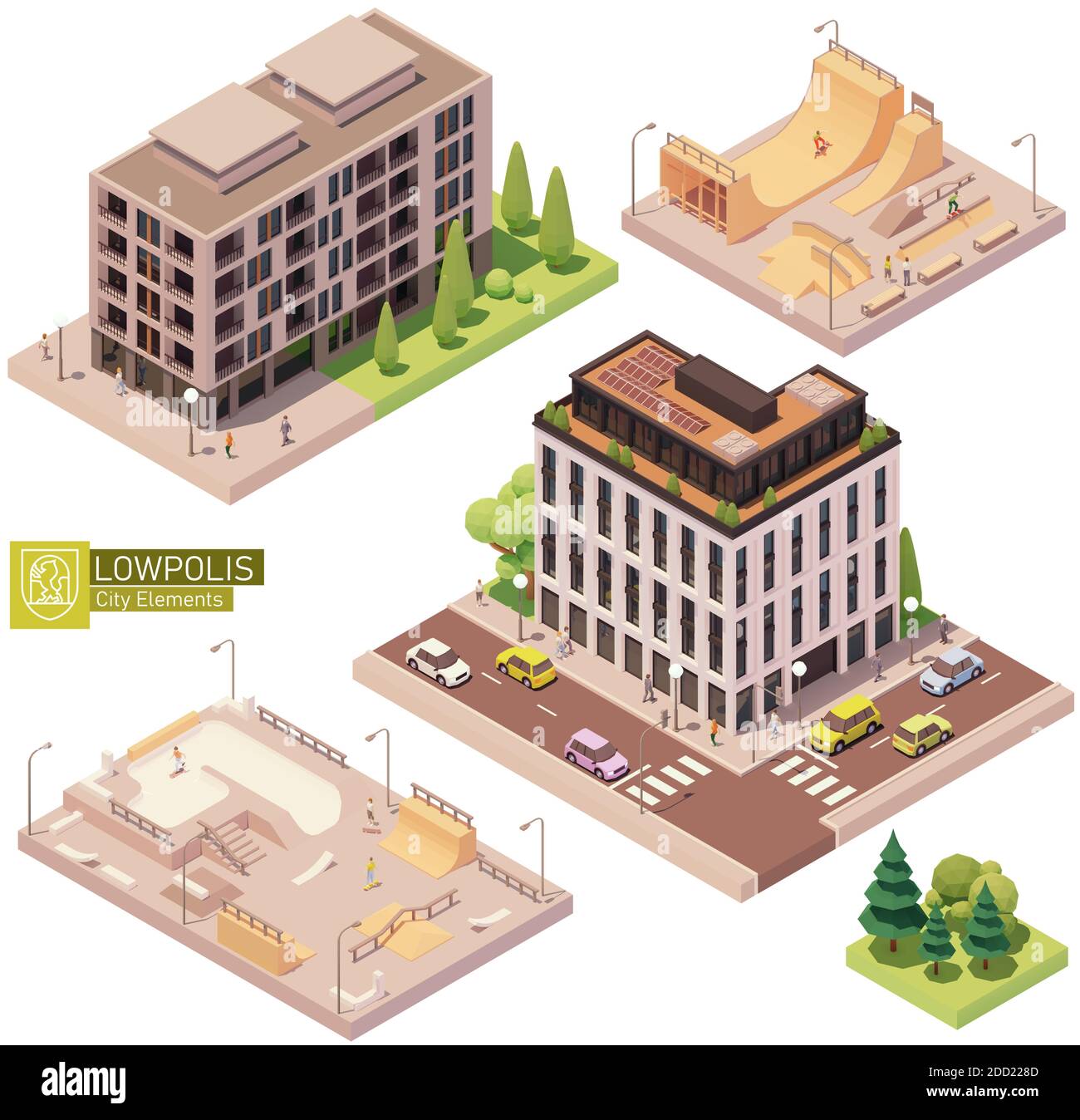 Vector isometric buildings and skatepark Stock Vector Image & Art - Alamy