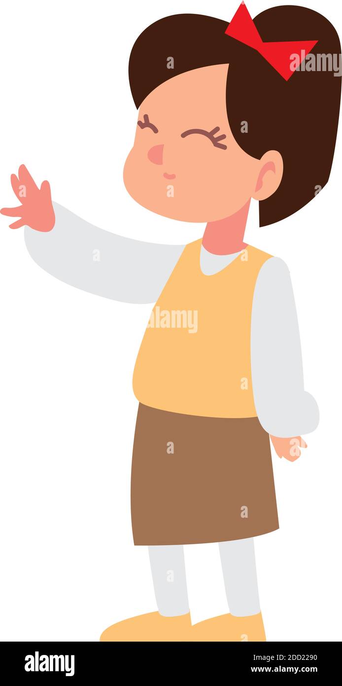cute little girl cartoon character standing vector illustration Stock ...