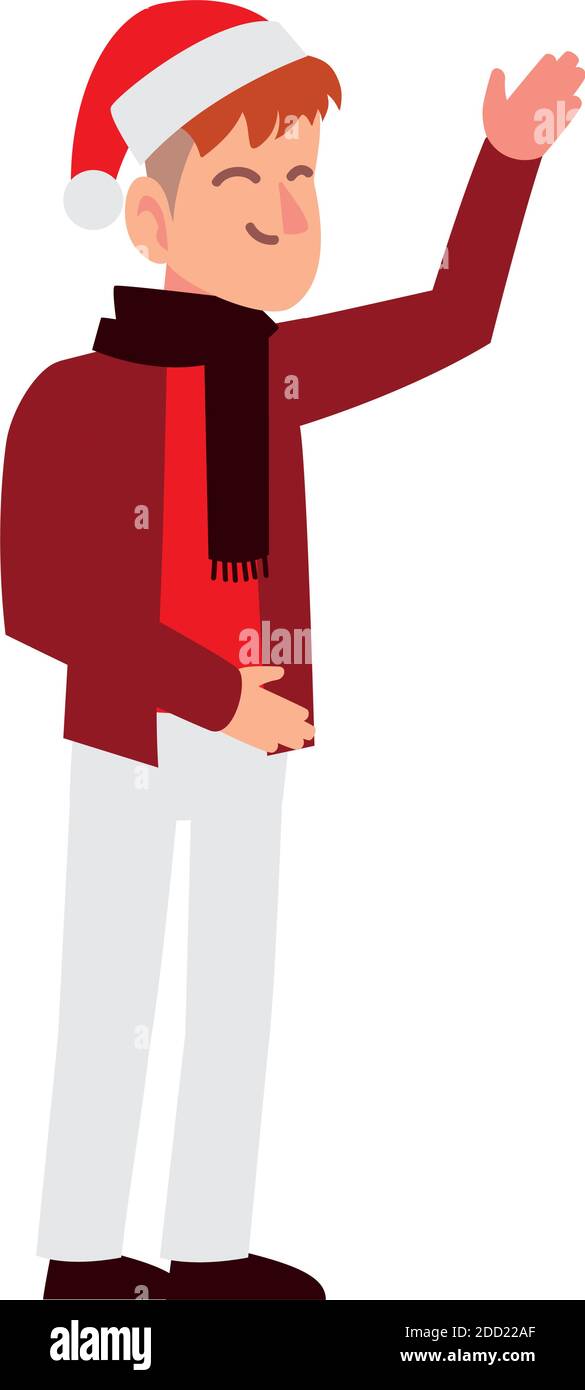 merry christmas man with hat and scarf character cartoon vector ...