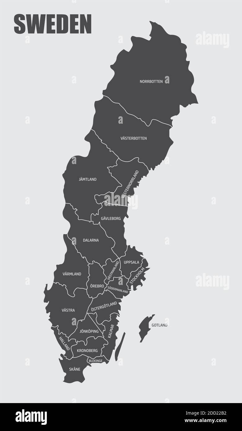 Sweden counties map Stock Vector Image & Art - Alamy