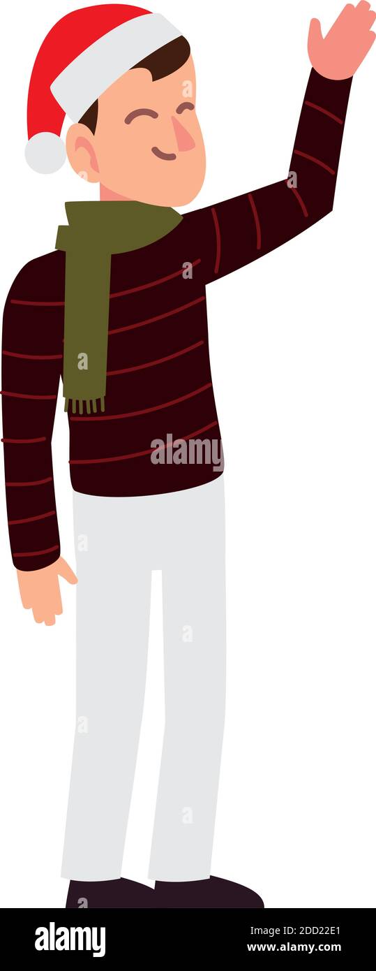 merry christmas man with hat santa character cartoon vector ...