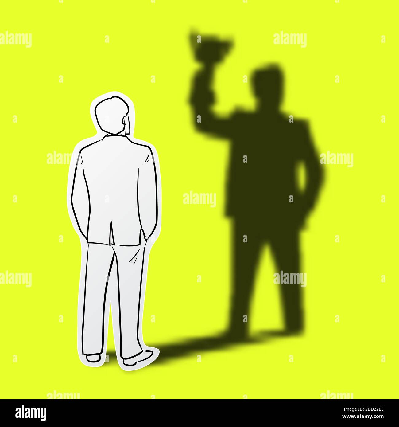 Vector illustration black line hand drawn of businessman with winner ...