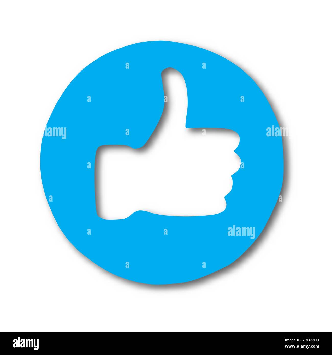 vector illustration like sign in blue circle cut paper with shadow ...