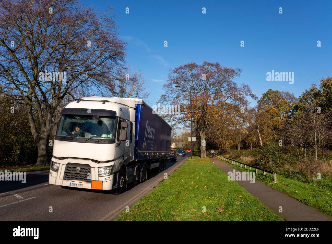 HGV Lorry passing Anglo-Saxon burial mound site, thought to contain the ...