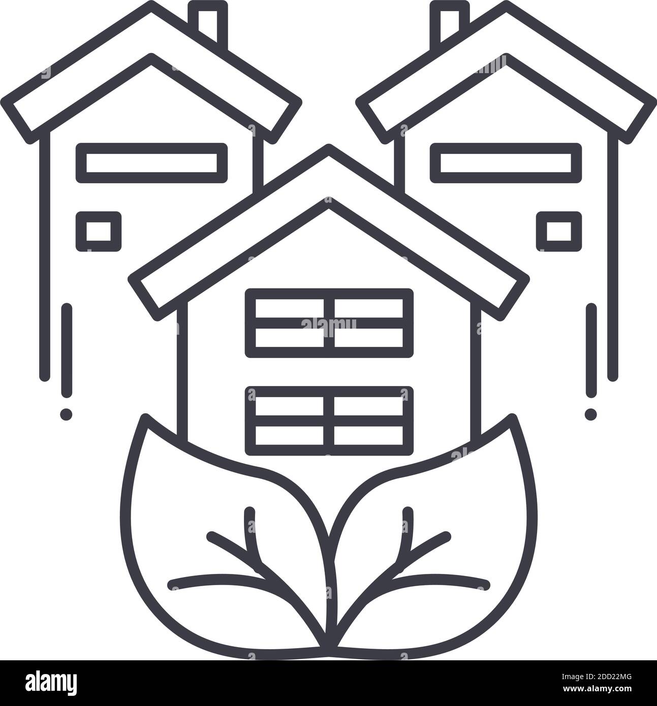 Ecological building icon, linear isolated illustration, thin line ...