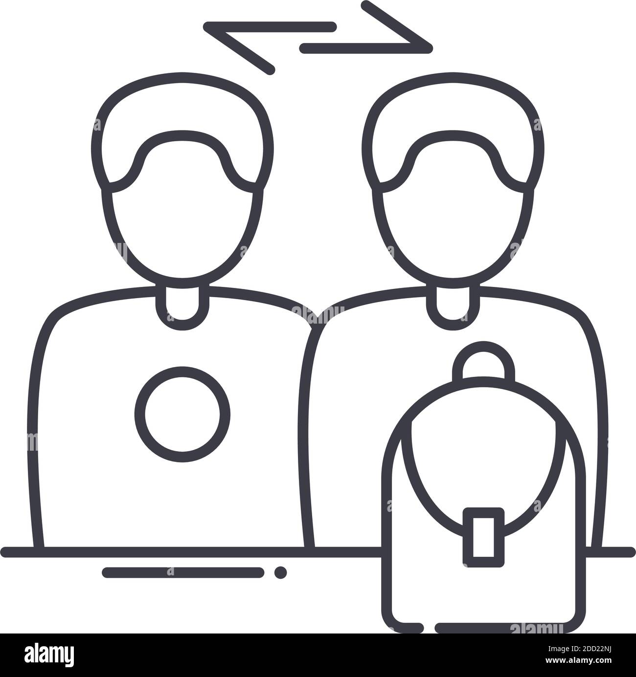 Exchange students icon, linear isolated illustration, thin line vector, web design sign, outline ...