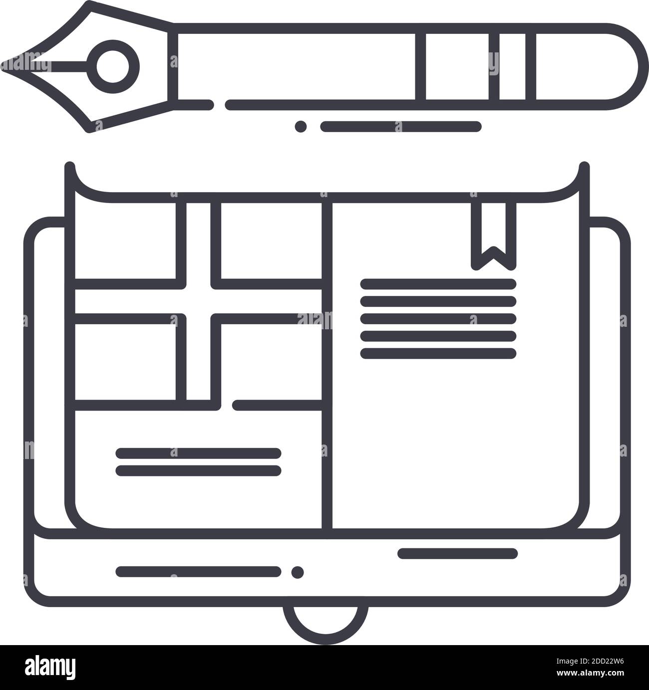 English icon, linear isolated illustration, thin line vector, web design sign, outline concept ...