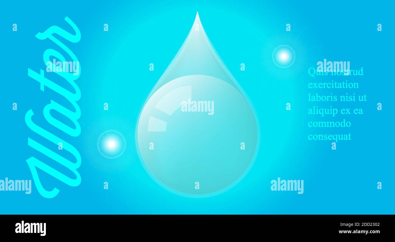Water droplet. Save the water. Water delivery. 3D vector background ...