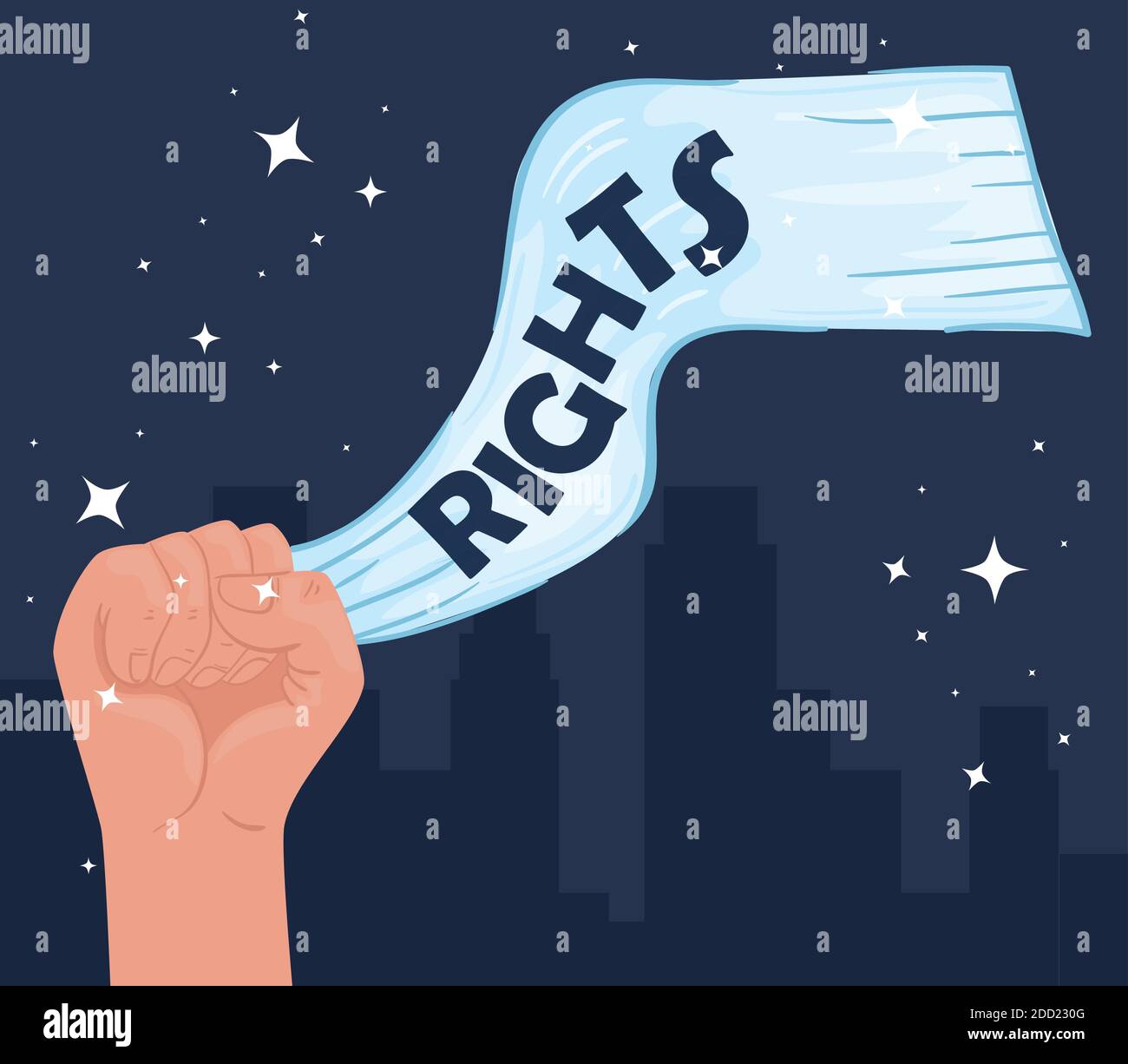 international human rights lettering poster with hand fight Stock ...