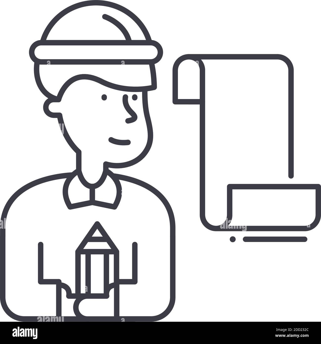 Engineer icon, linear isolated illustration, thin line vector, web ...