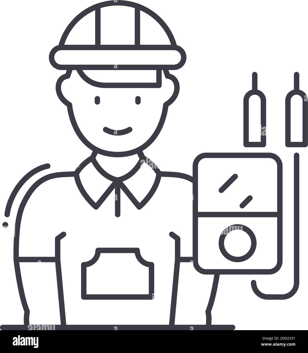 Electrician man icon, linear isolated illustration, thin line vector ...