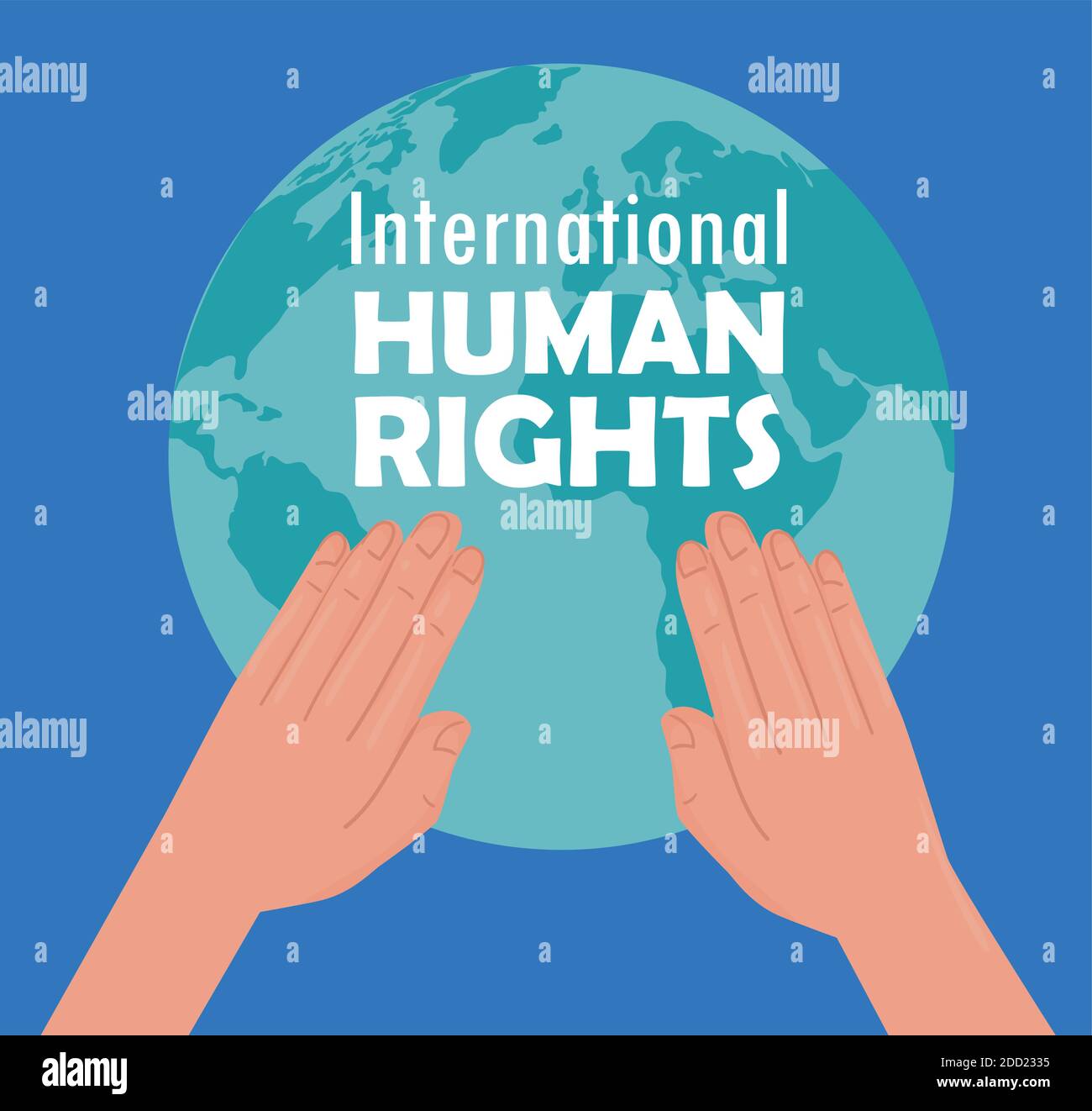 international human rights lettering poster with hands lifting earth ...