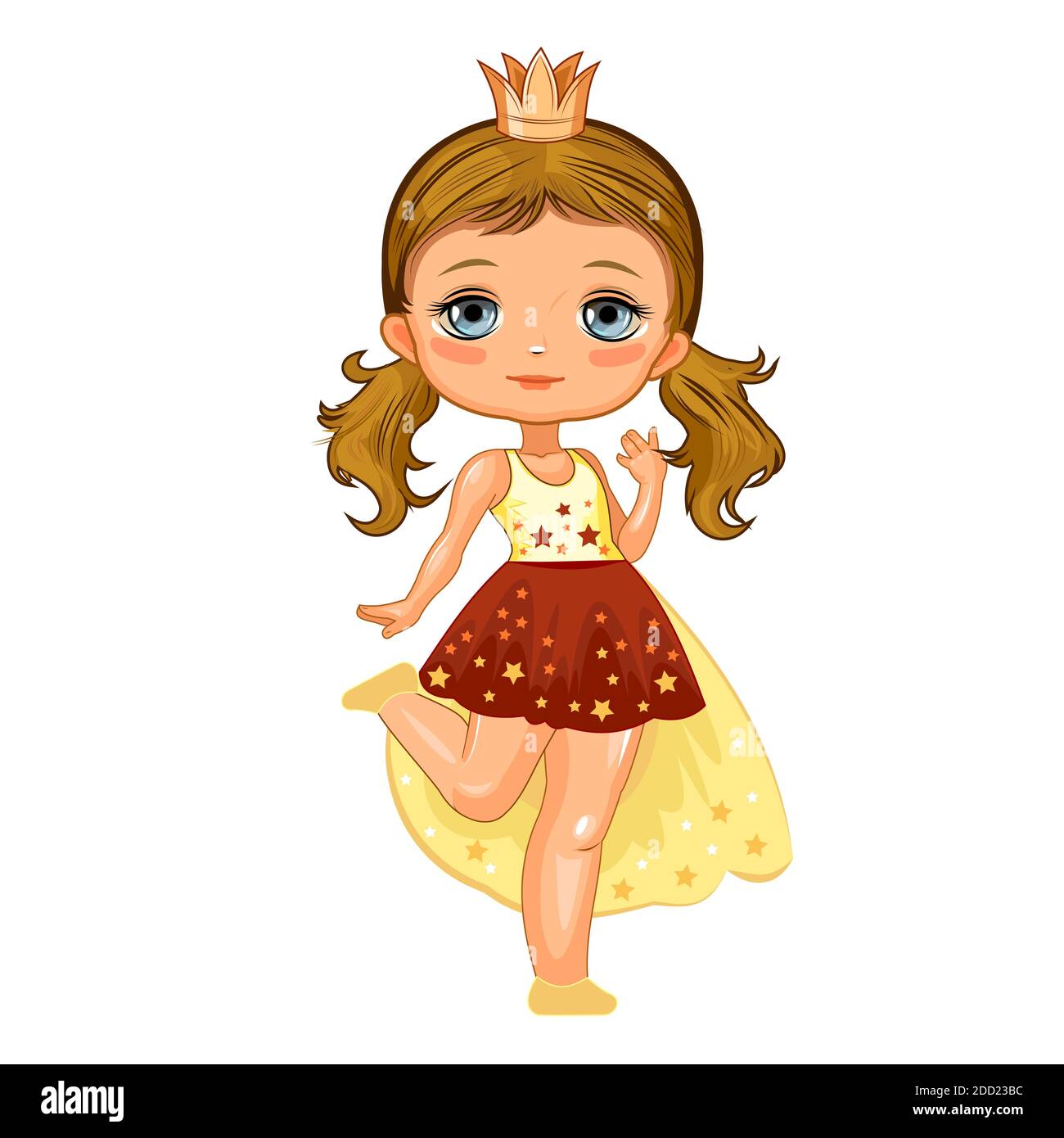 A cute little girl dressed as a princess. Cheerful funny child in a ...