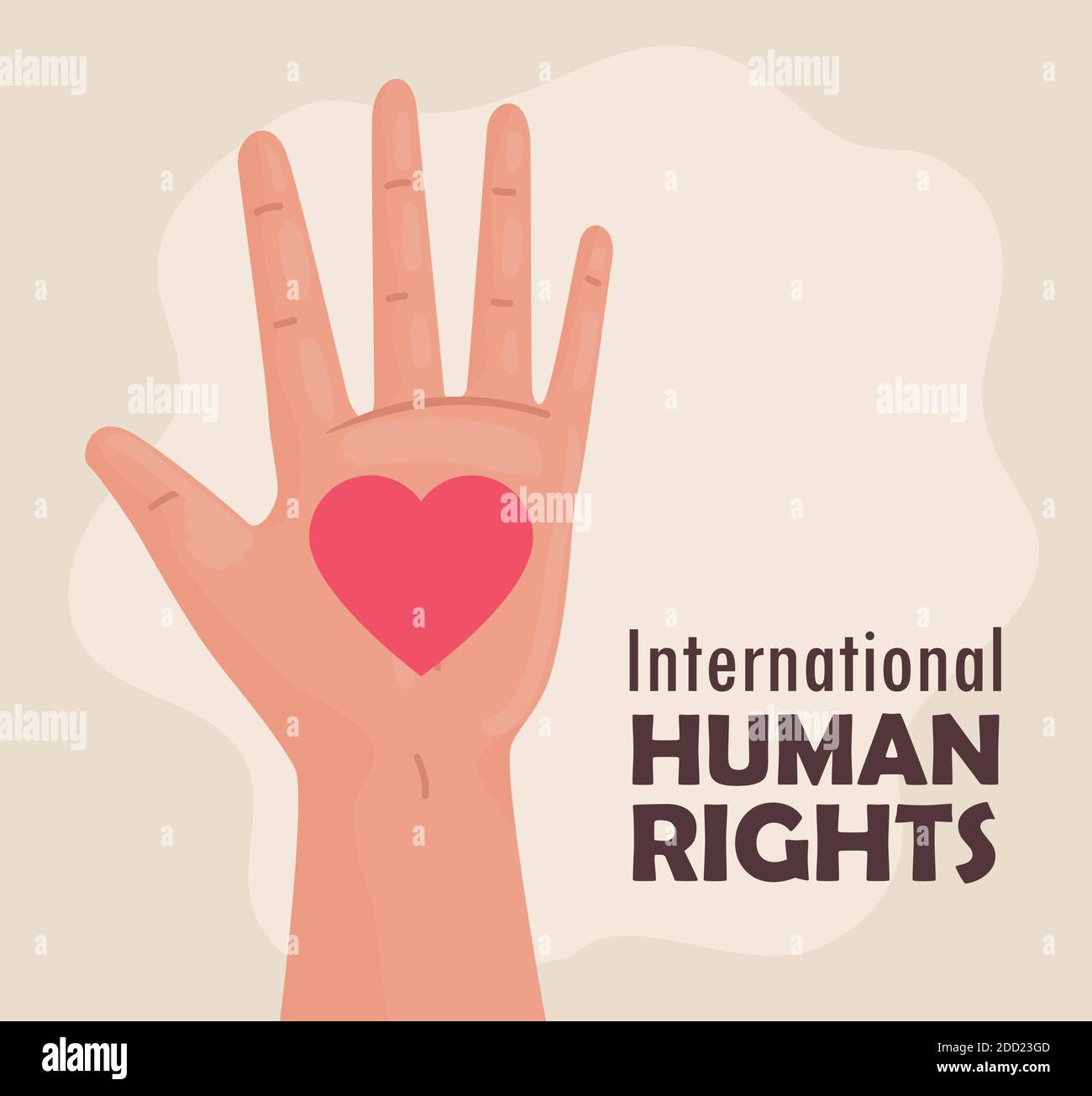 international human rights lettering poster with hand and heart Stock ...