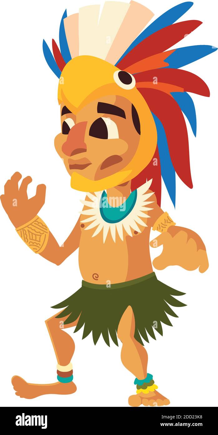 aztec warrior in traditional clothes and headgear vector illustration ...