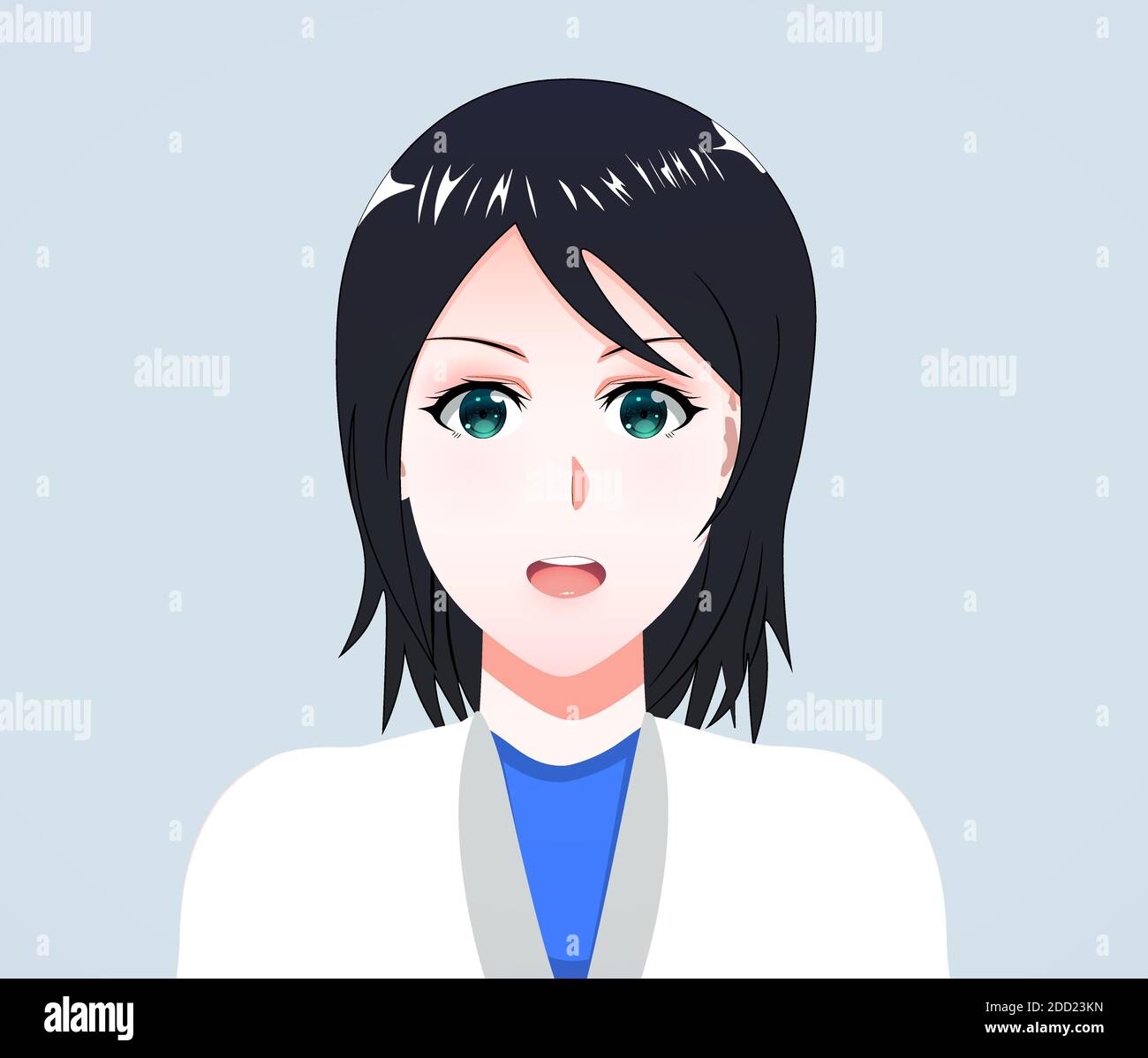 Cartoon face of a woman doctor. A set of girls of doctors with ...