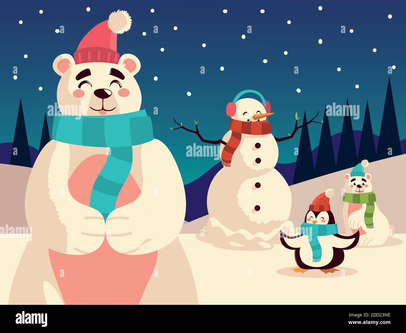Polar bears in snow Stock Vector Images - Alamy