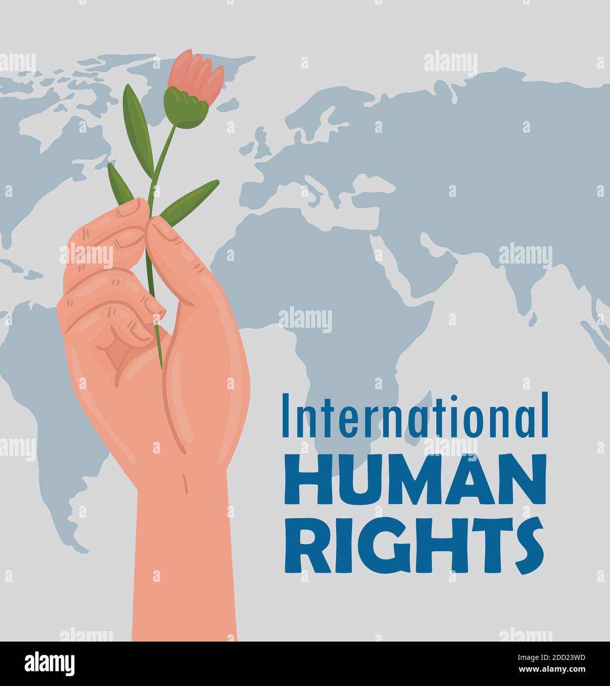 international human rights lettering poster with hand lifting rose ...