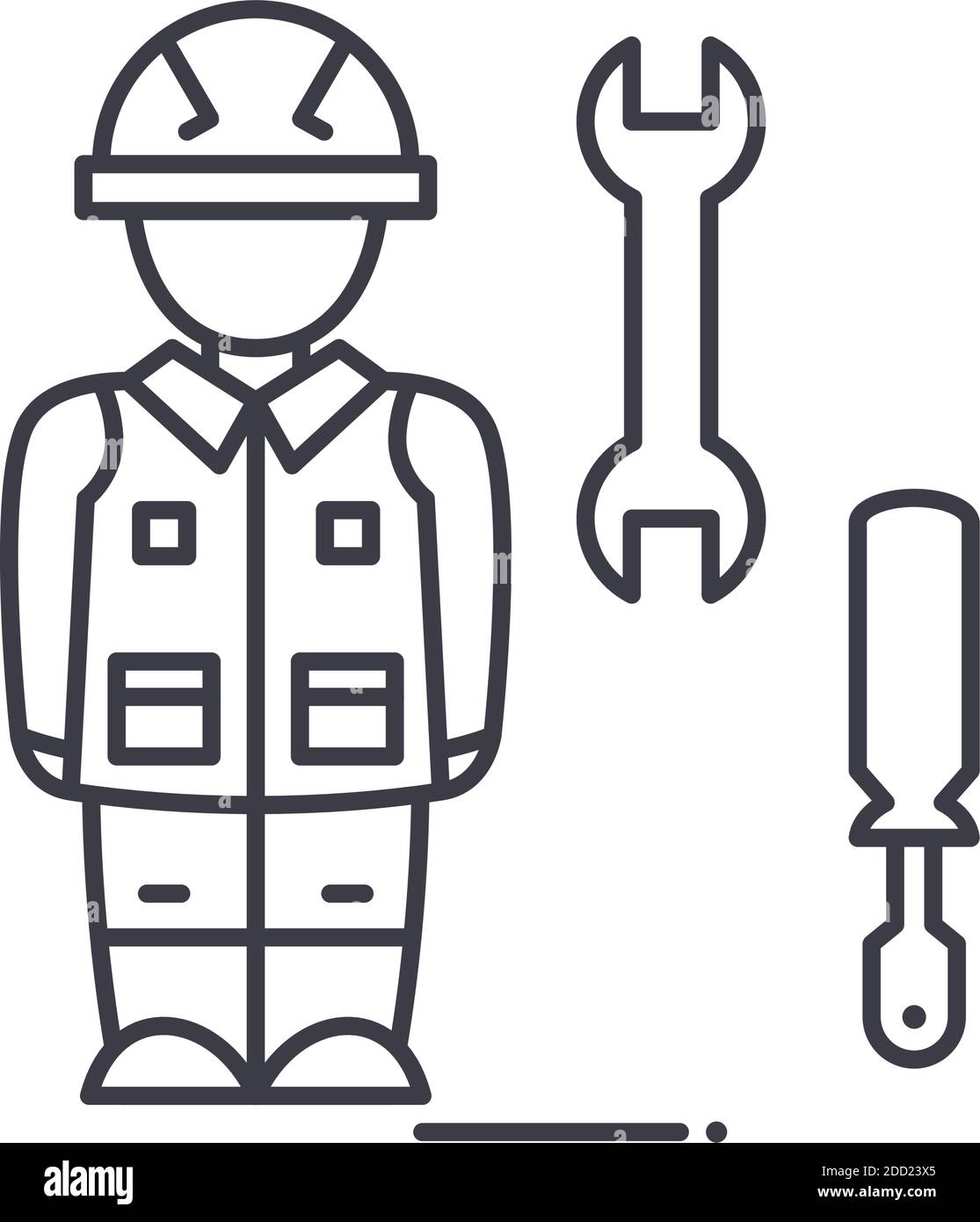 Engineer occupation icon, linear isolated illustration, thin line ... Engineer occupation icon, linear isolated illustration, thin line ...