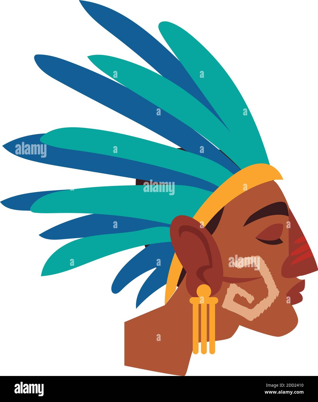 aztec warrior profile in headgear of feathers vector illustration Stock ...