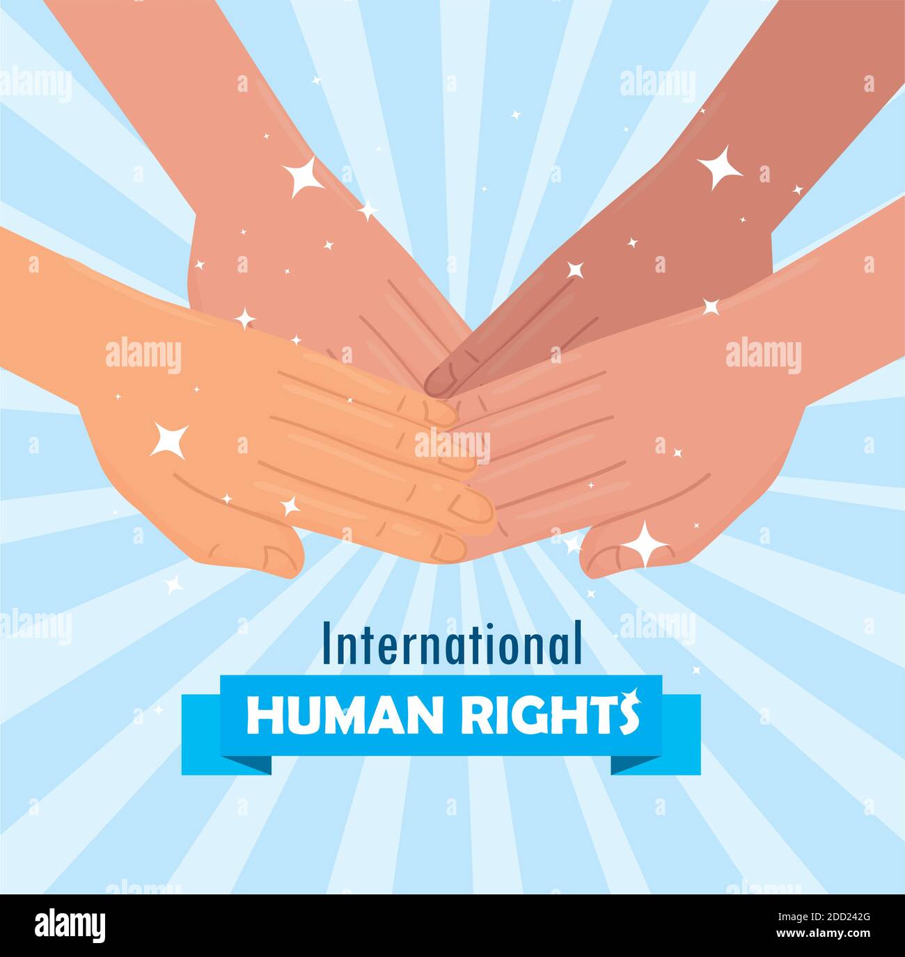 international human rights lettering poster with interracial hands ...