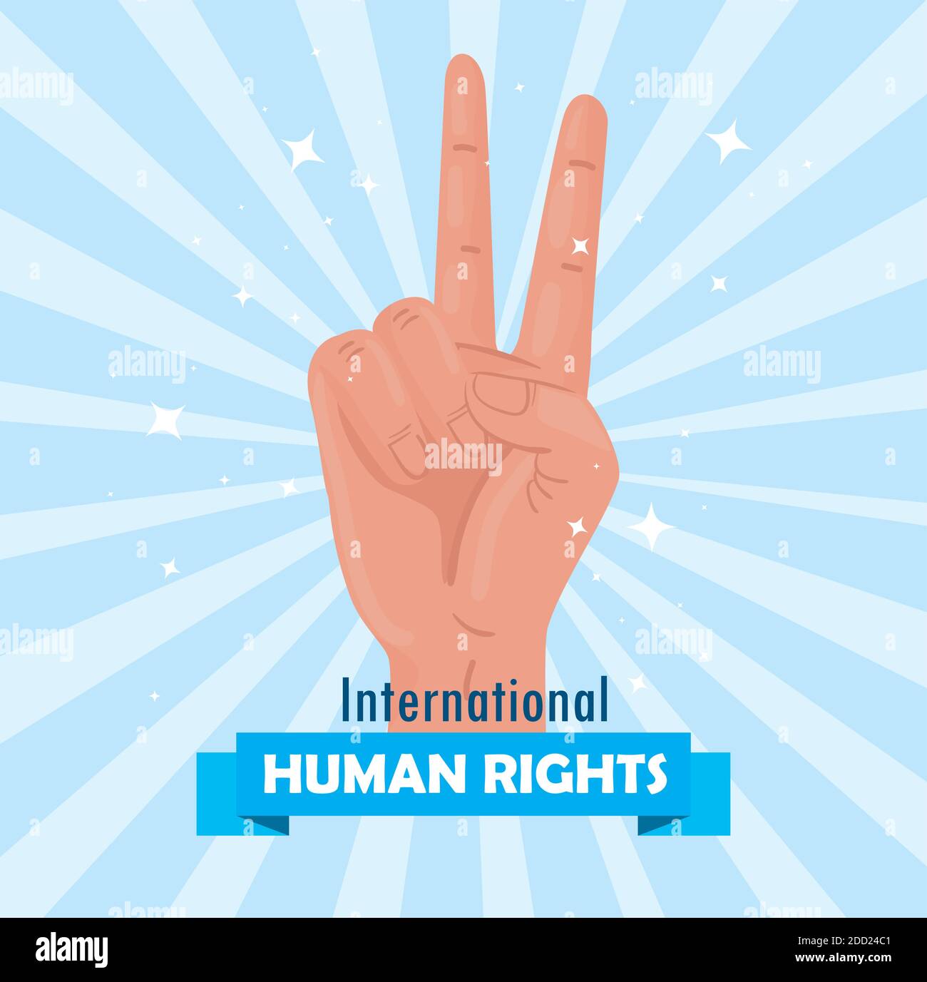 international human rights lettering poster with hand peace and love ...