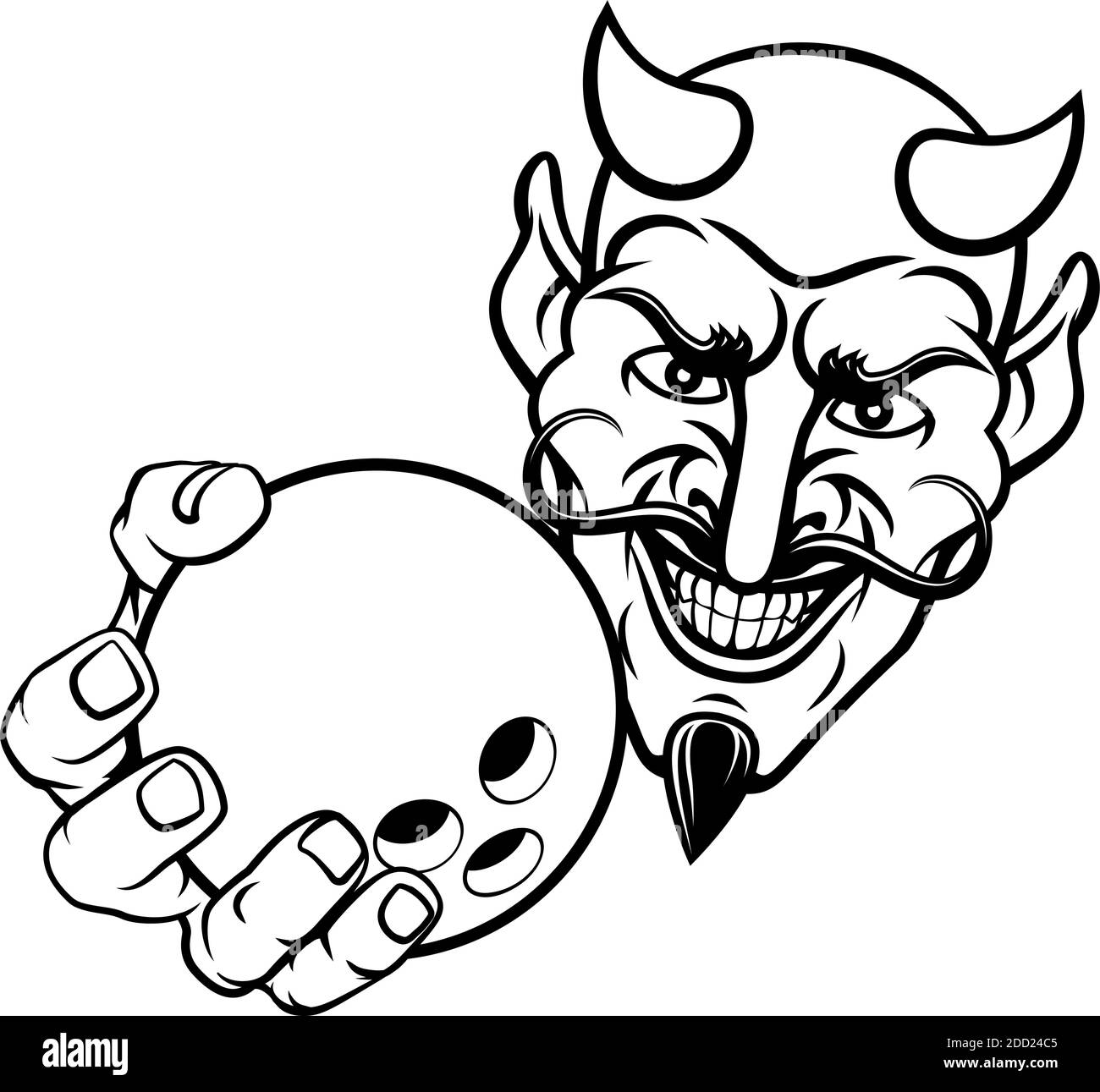 Devil Ten Pin Bowling Ball Sports Mascot Cartoon Stock Vector Image ...