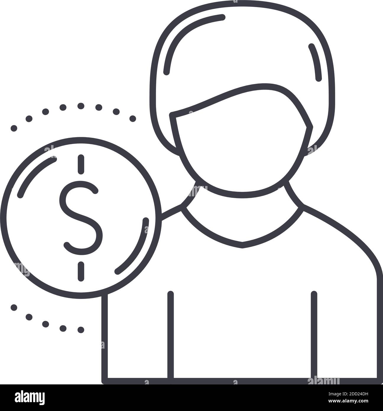 Employee fee icon, linear isolated illustration, thin line vector, web ...