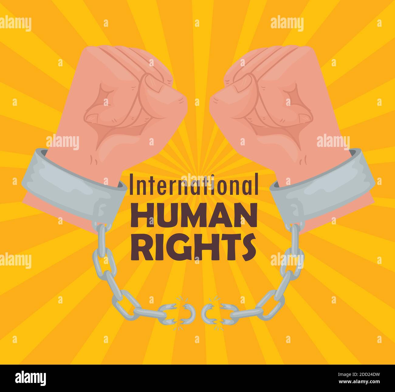 international human rights lettering poster with hands breaking ...