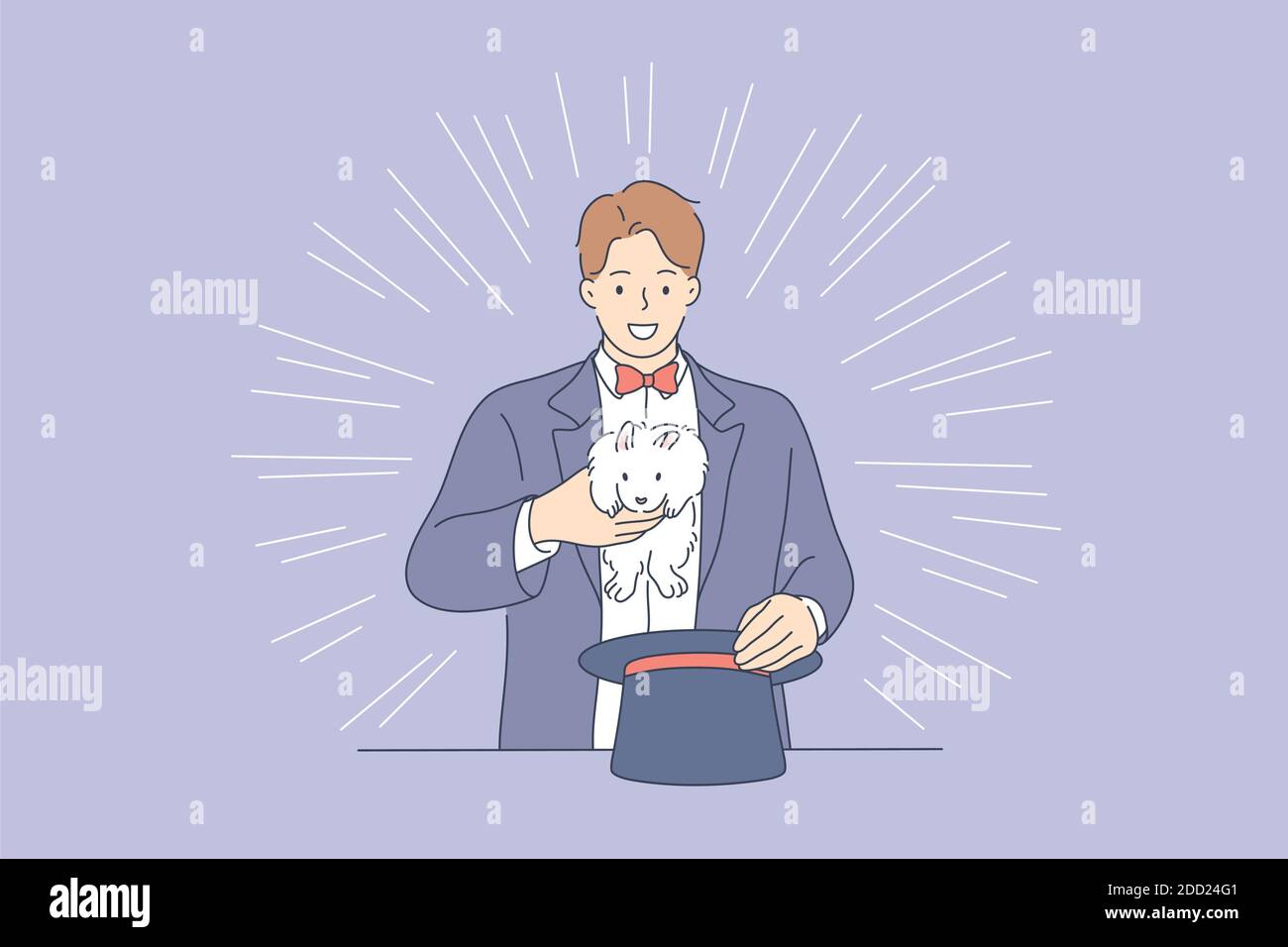 Perfomance, show, magic concept. Young man guy boy magician cartoon ...