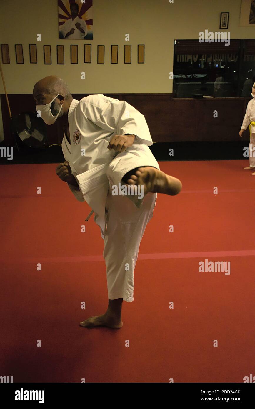 This action photo is of my daughter and her classmates in a Karate ...