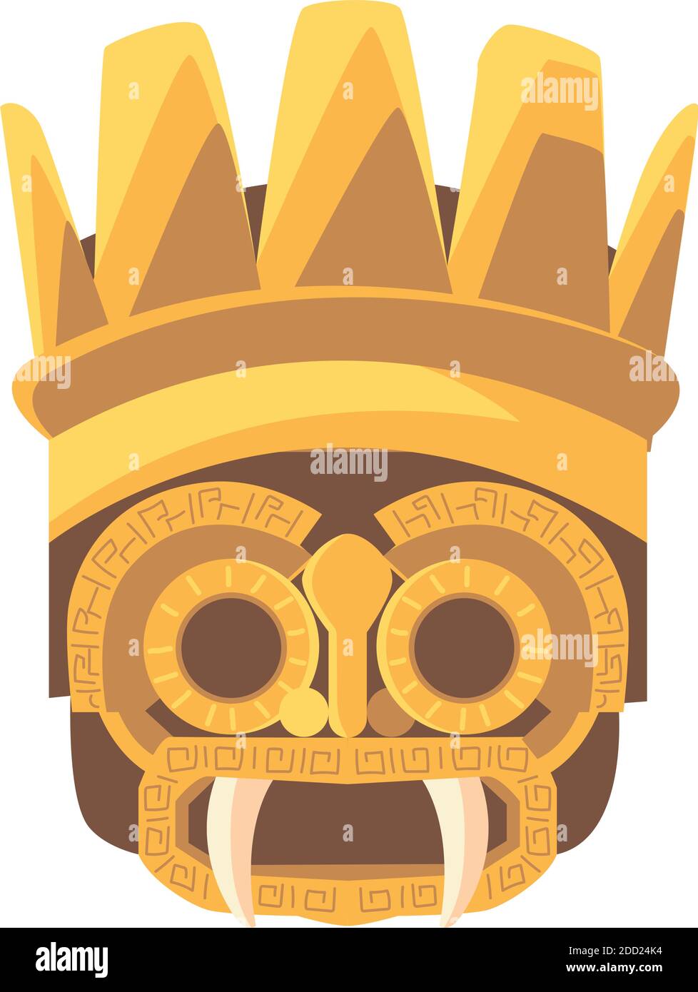 golden aztec mask ornament in style vector illustration Stock Vector ...