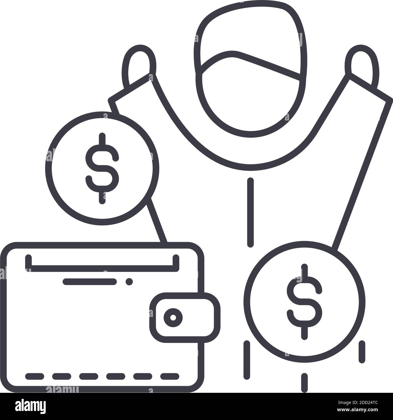 Employee salary icon, linear isolated illustration, thin line vector ...