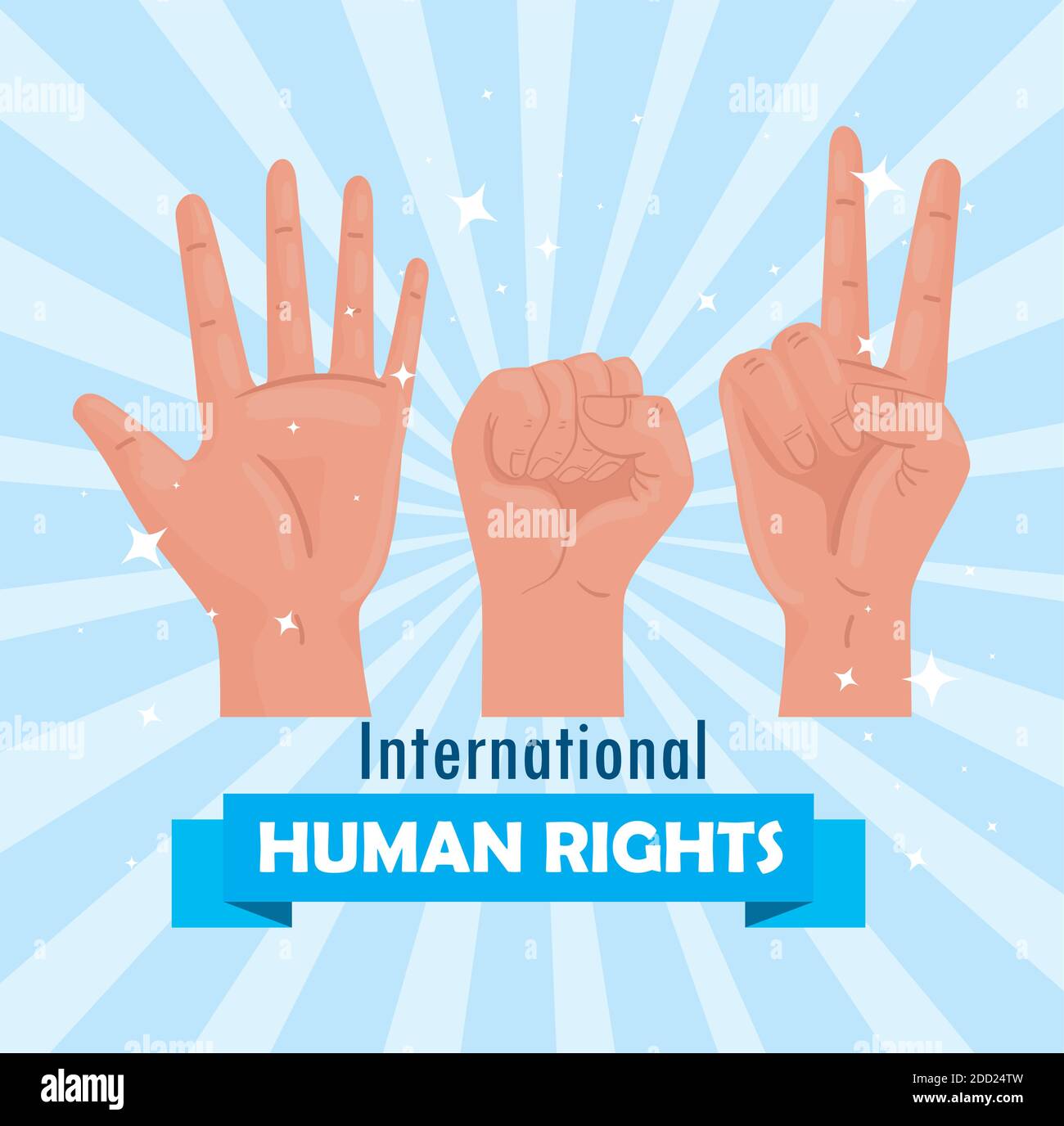 international human rights lettering poster with hands meke signals ...