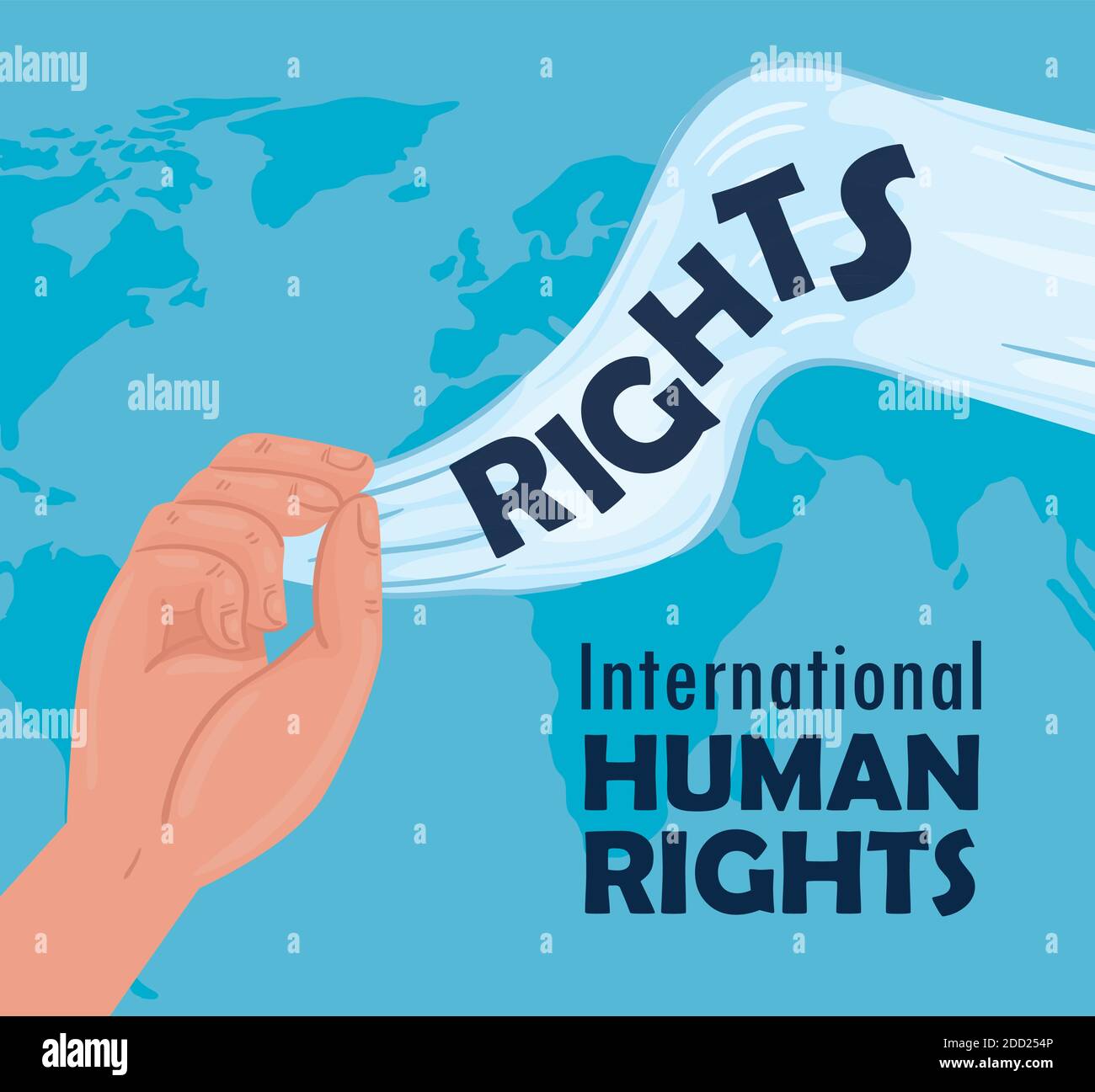 international human rights lettering poster with hands waving white ...