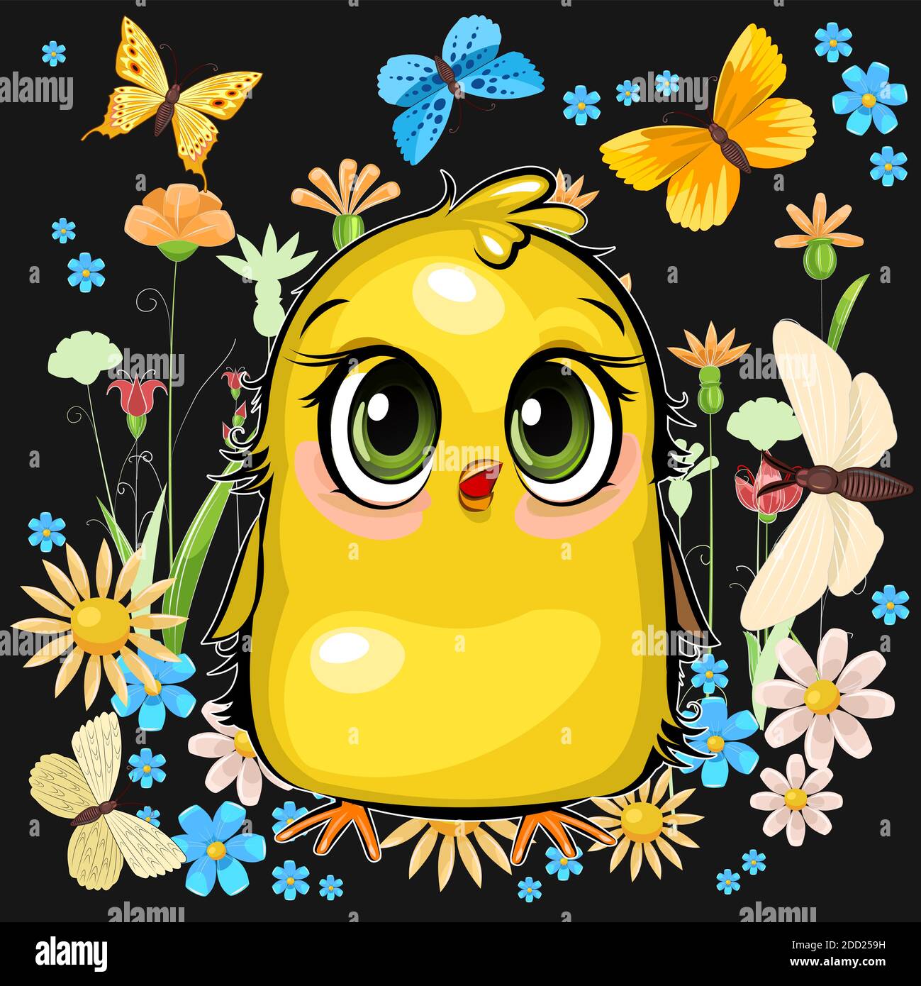 Little chick. Funny chick. Cute and funny baby bird. The isolated ...