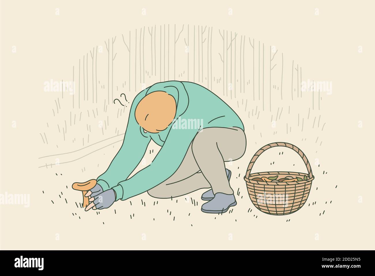 Activity, harvesting, collection, nature concept. Youg man guy boy ...