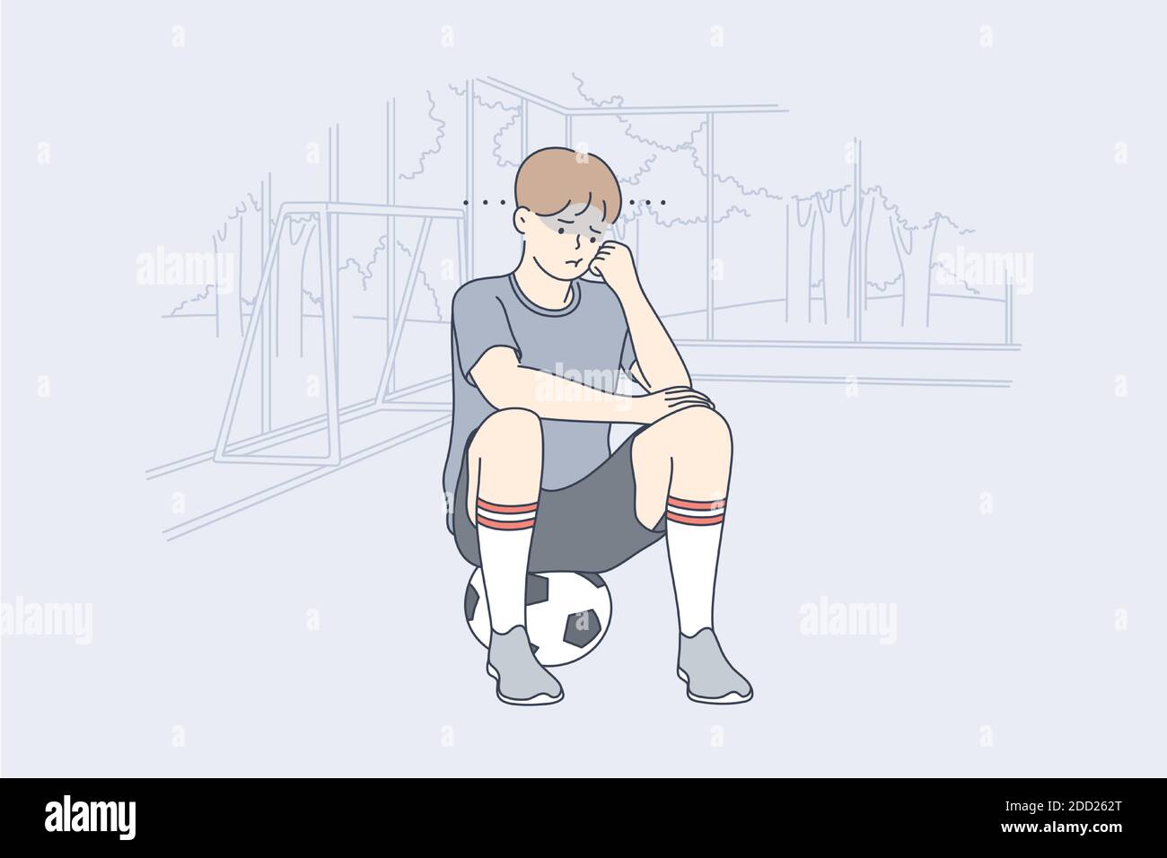 Sport, game, football, depression, frustration, mental stress concept ...