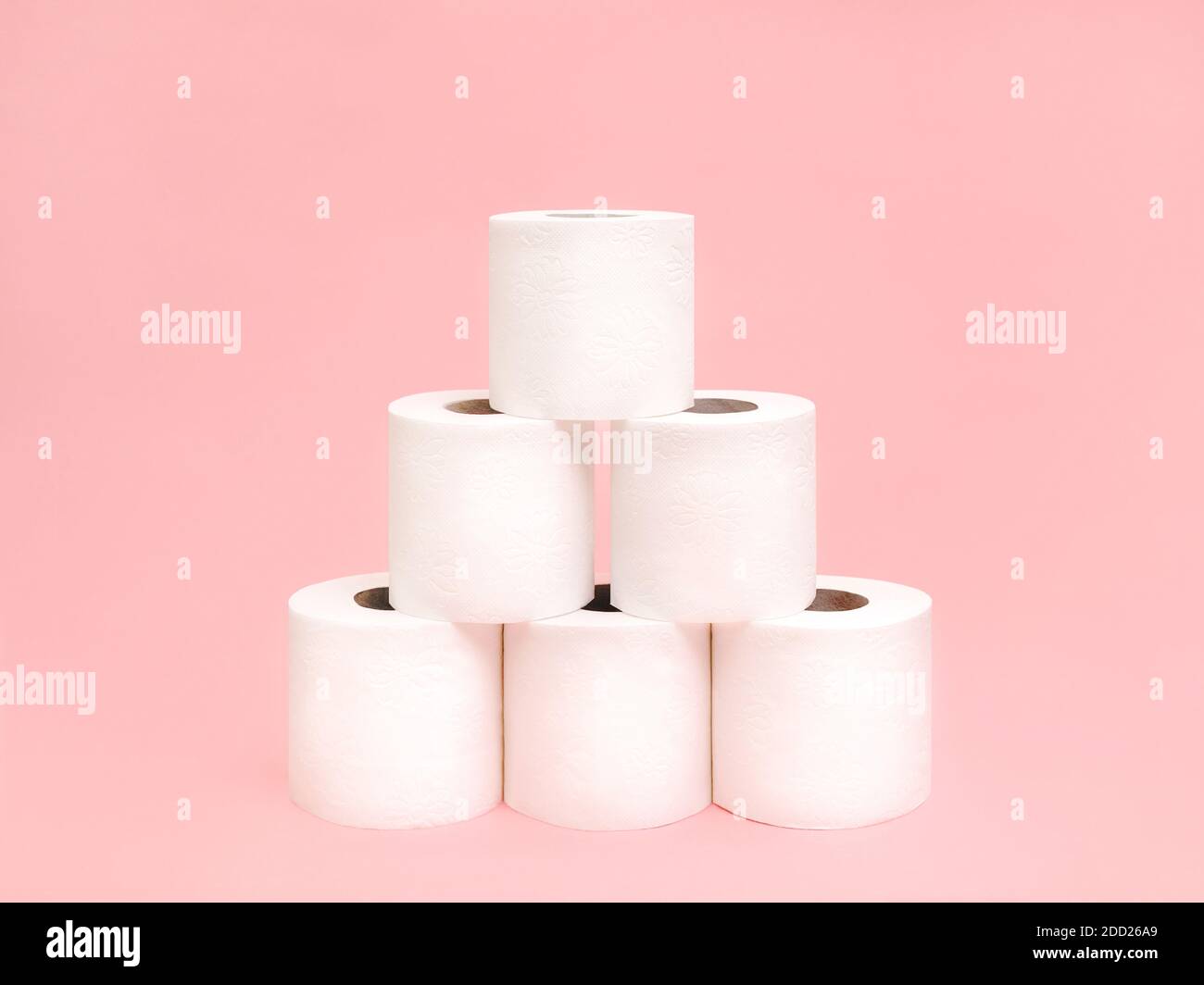 Toilet paper stack Photo in minimal style Five rolls of white soft ...