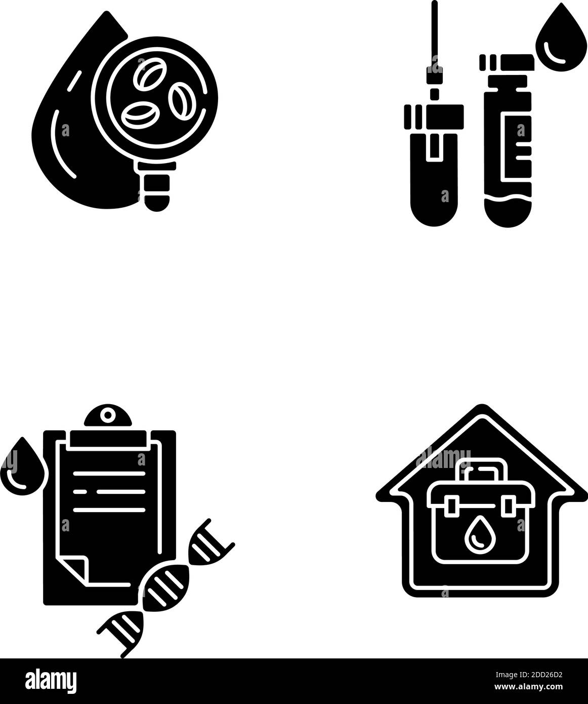 Blood check black glyph icons set on white space Stock Vector Image ...