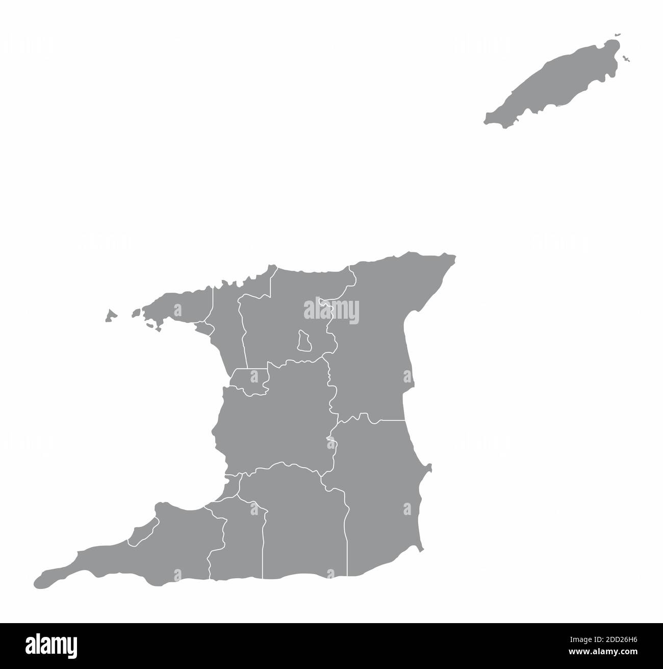 Trinidad and Tobago states map Stock Vector Image & Art - Alamy