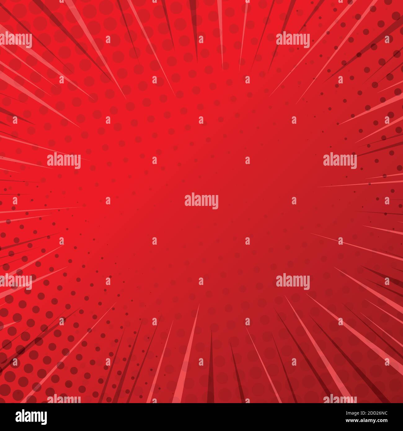 Red comic zoom with lines and dots - Vector illustration Stock Vector ...