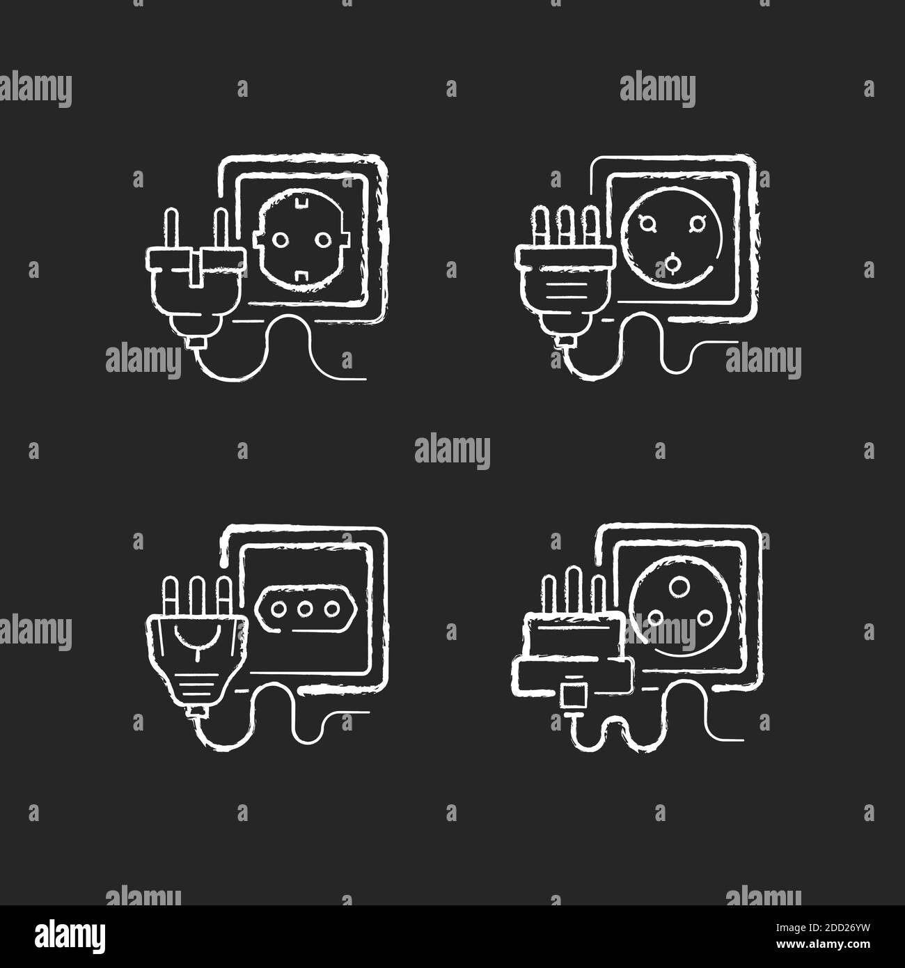 Different sockets black glyph icons set on white space Stock Vector ...