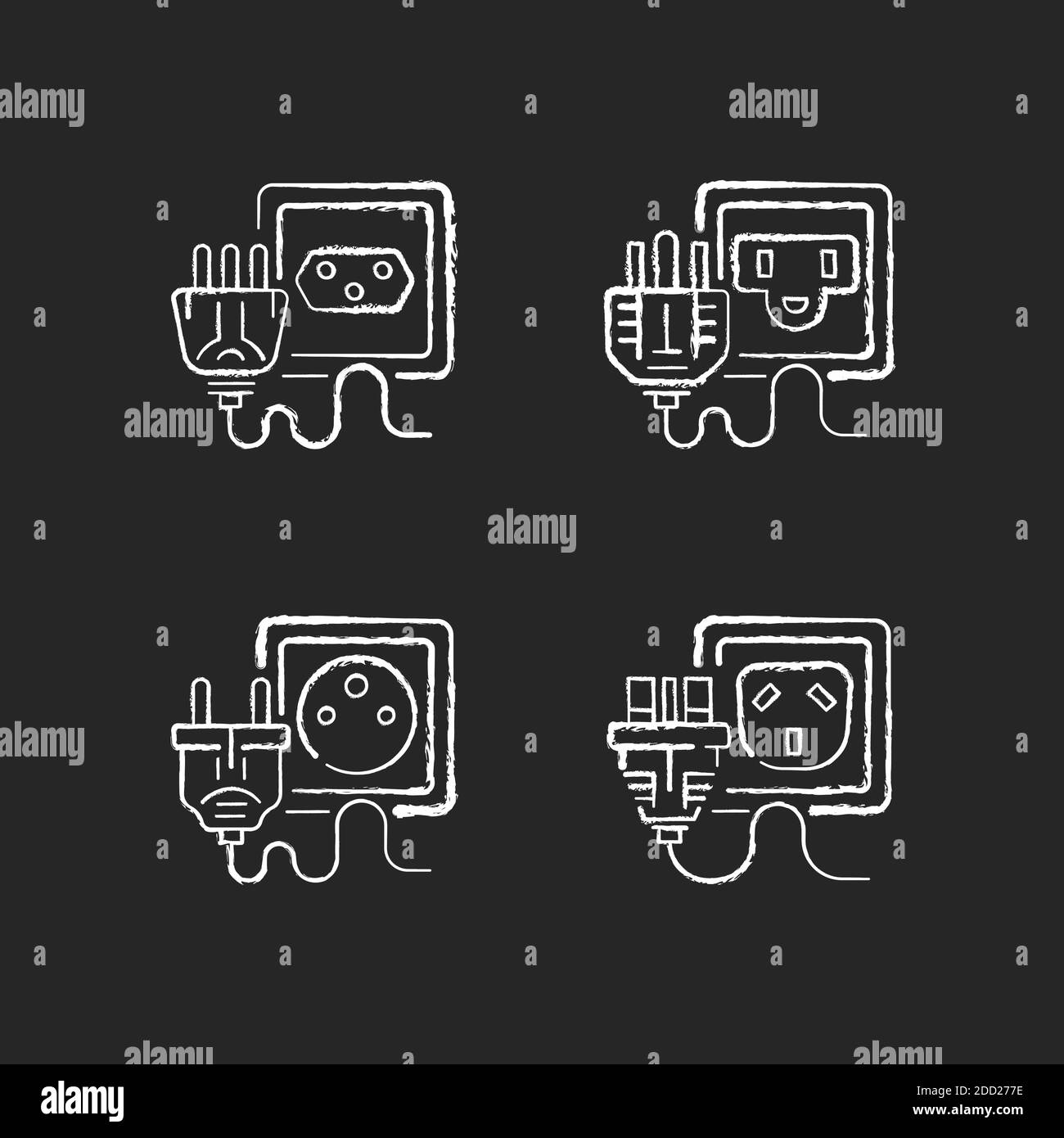 Socket types black glyph icons set on white space Stock Vector Image ...