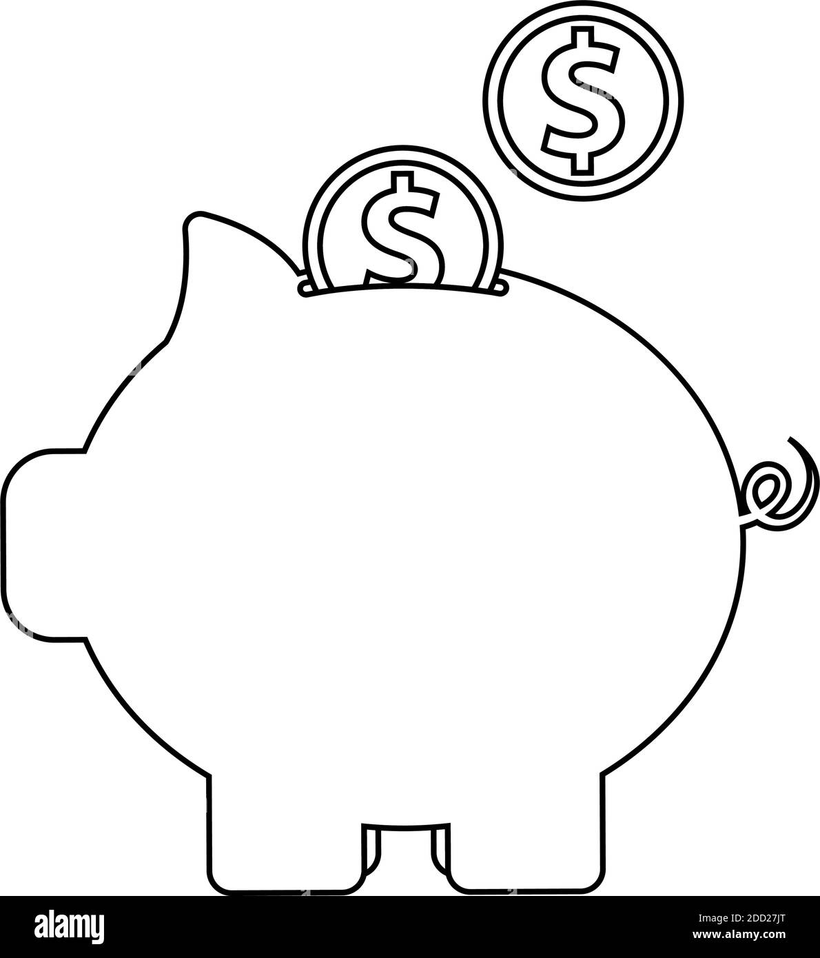 Isolated coin saving draw in white background financial icon- Vector ...