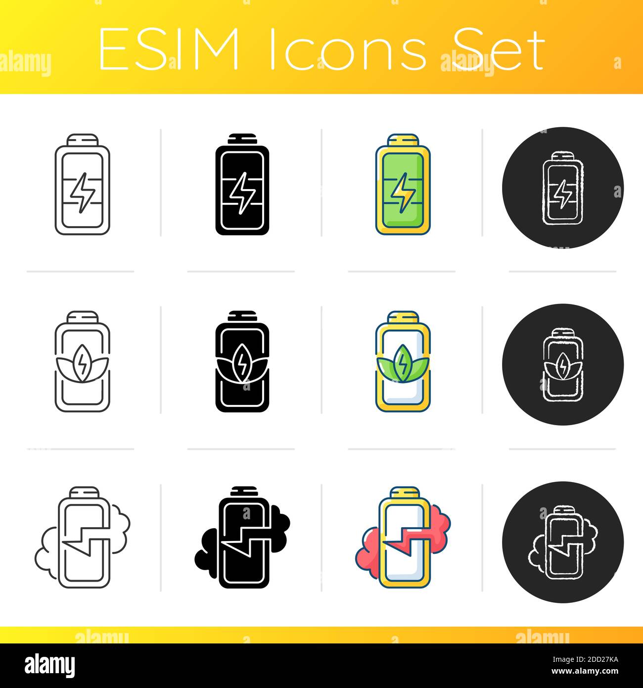 Different battery modes icons set Stock Vector Image & Art - Alamy