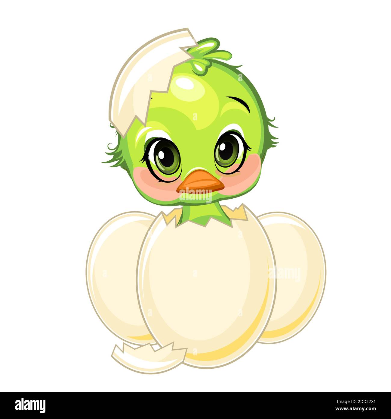 A little parrot hatched from an egg. Funny chick. Cute and funny baby ...