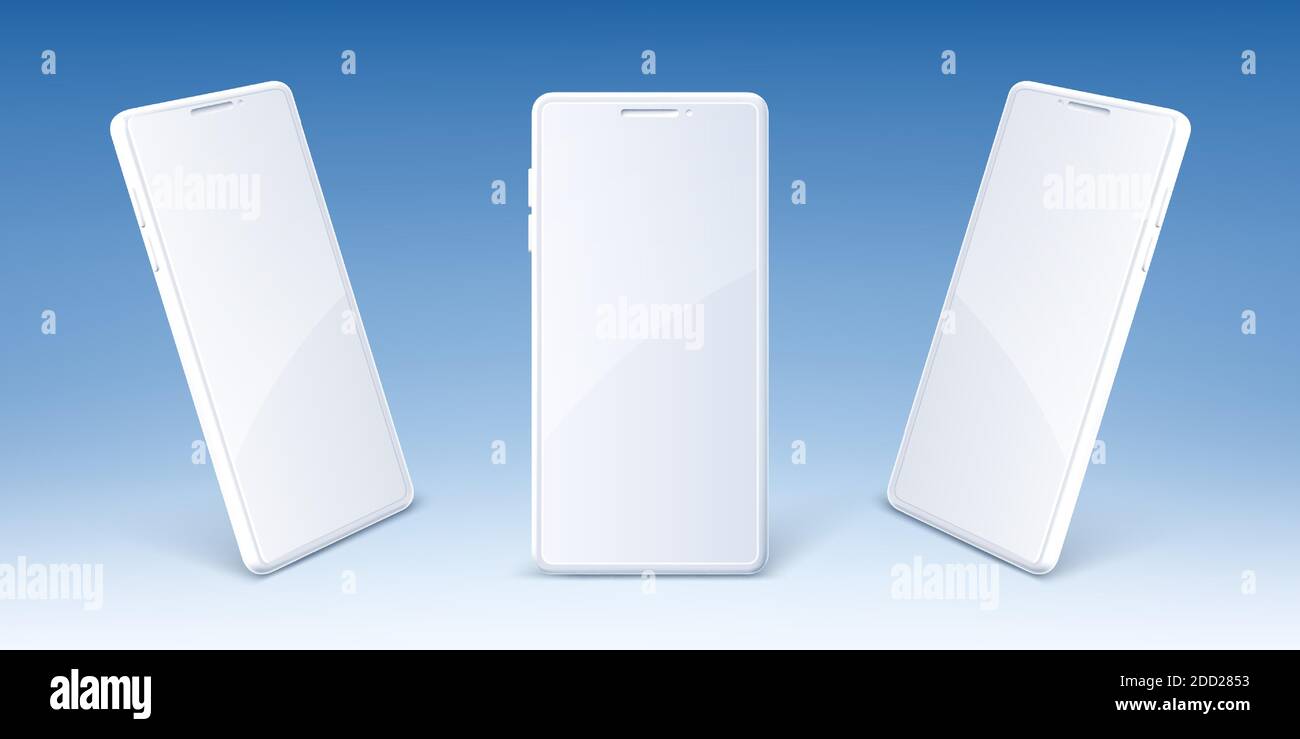 Realistic Vector Mobile Phone Blank Screen Mockups Realistic